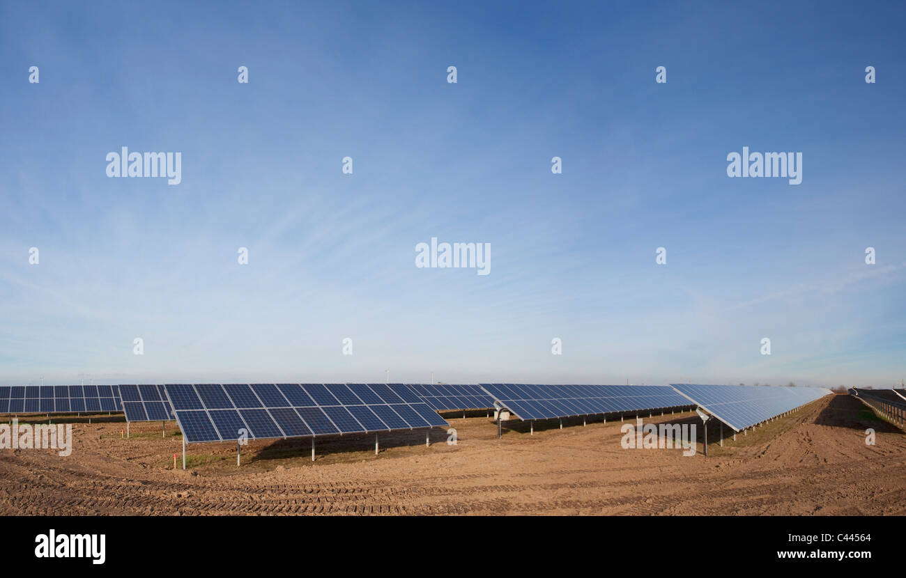 Solar panels in a field Stock Photo - Alamy