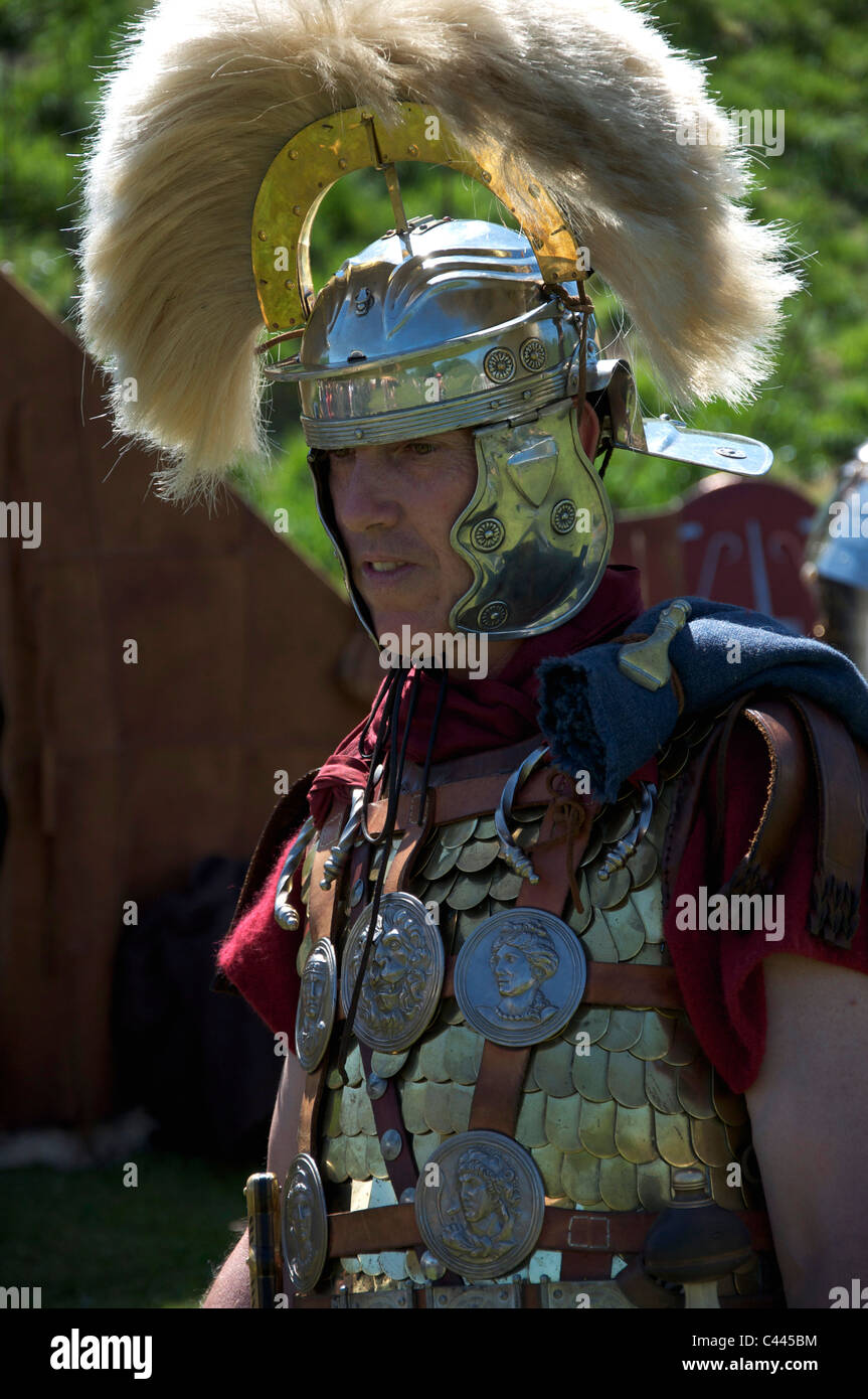 A Roman centurion of the LEG II AVG historical re-enactment group ...