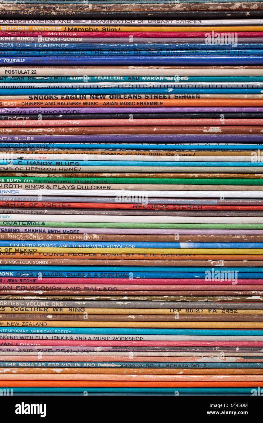 Detail of a stack of records Stock Photo - Alamy