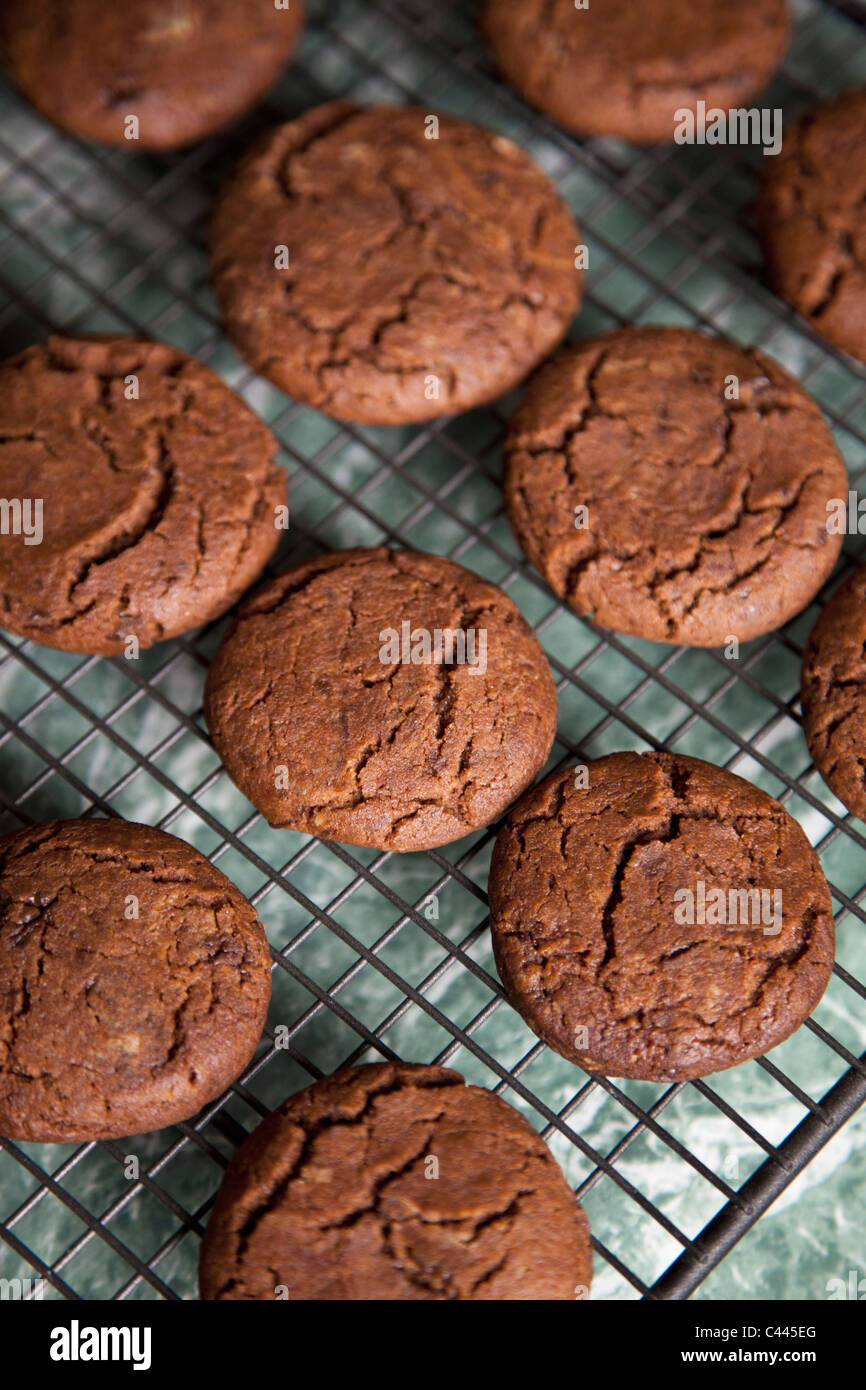 Detail of chocolate cookies on a rack Stock Photo - Alamy
