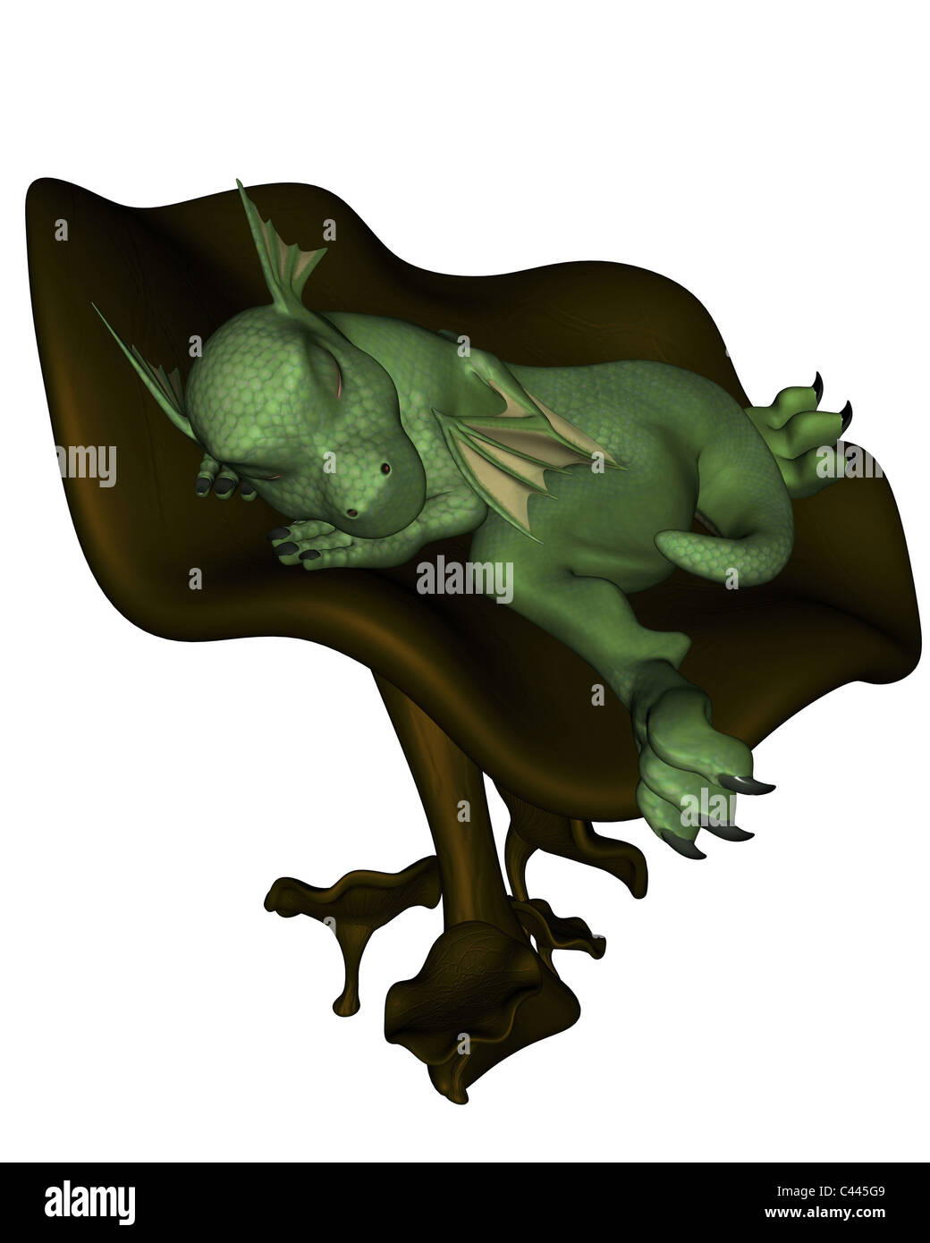 Toon Baby Dragon Sleeping on a Toadstool Stock Photo - Alamy