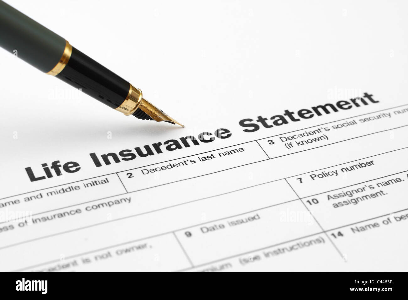 Life insurance statement Stock Photo - Alamy