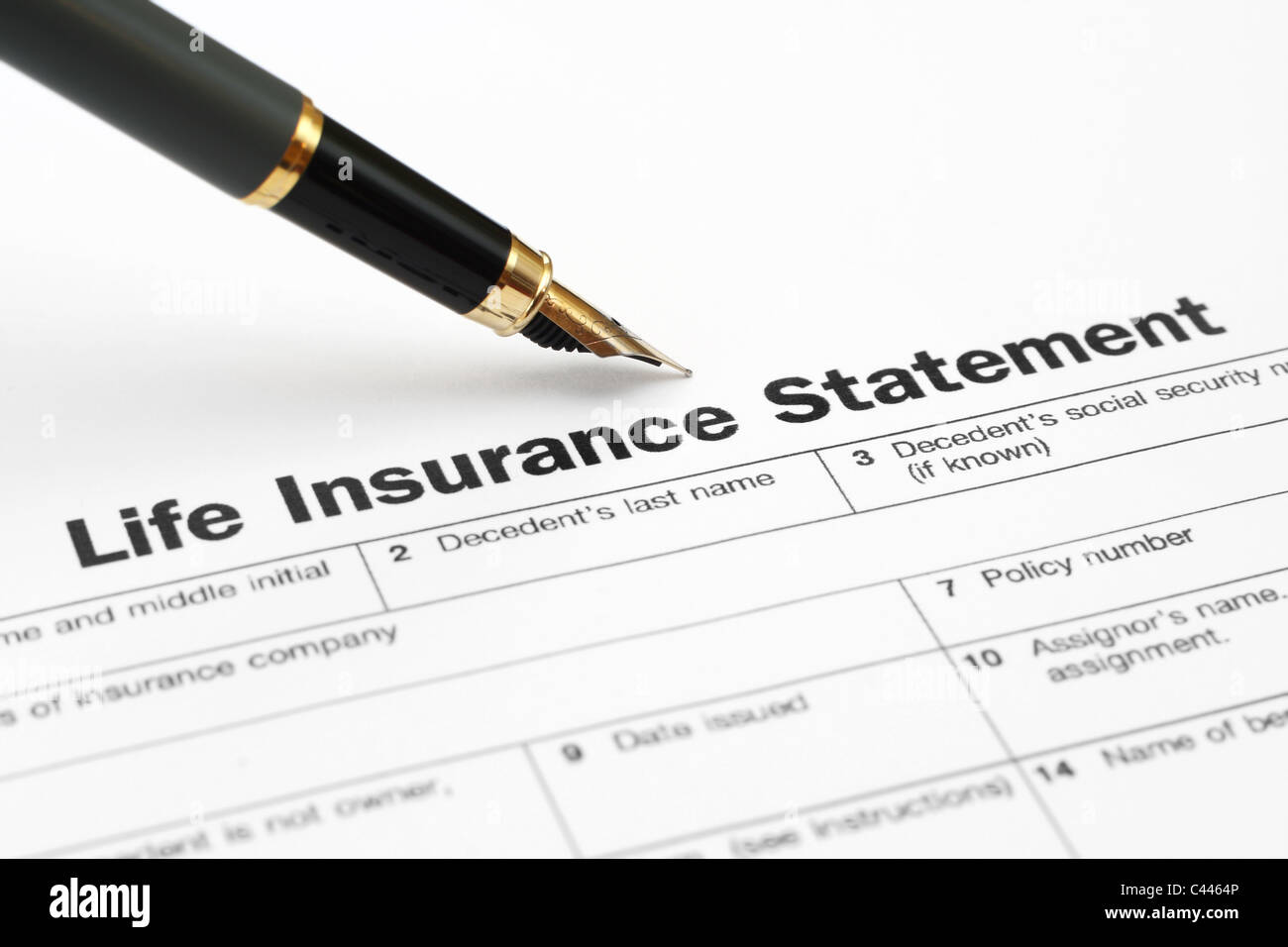 Life insurance statement Stock Photo - Alamy