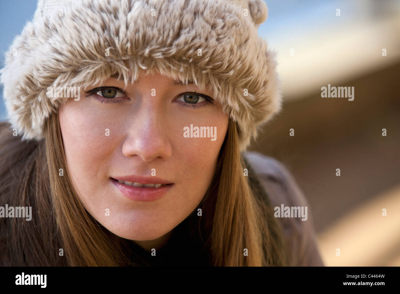 Woman with hat profile pose Stock Photo - Alamy