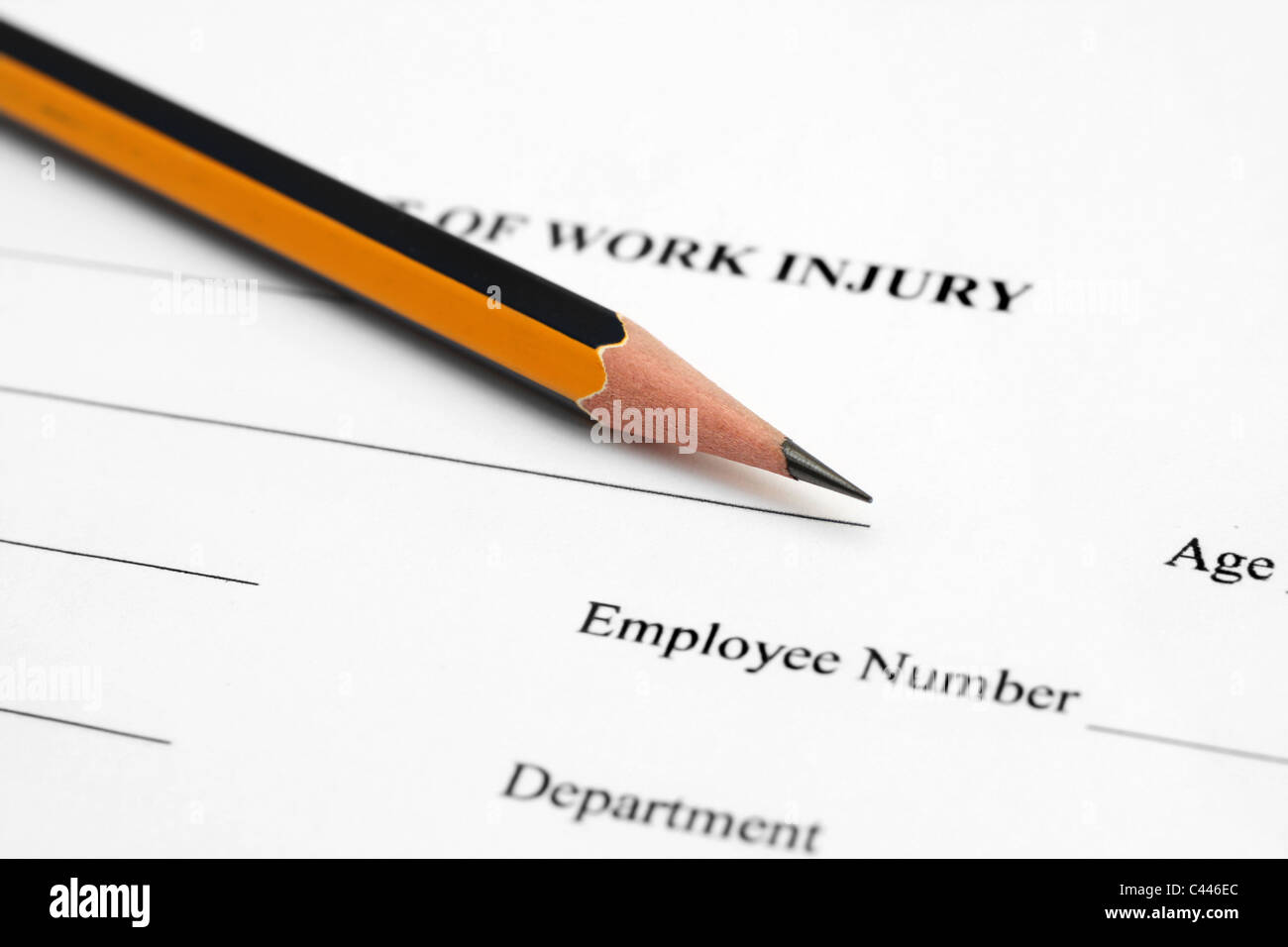 Work injury form Stock Photo - Alamy