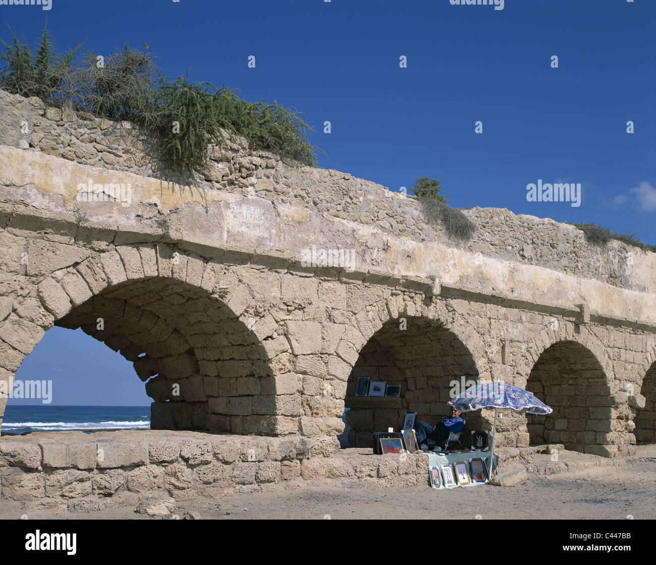 Caesarea, Coast, Holiday, Israel, Near East, Landmark, Roman aqueduct ...