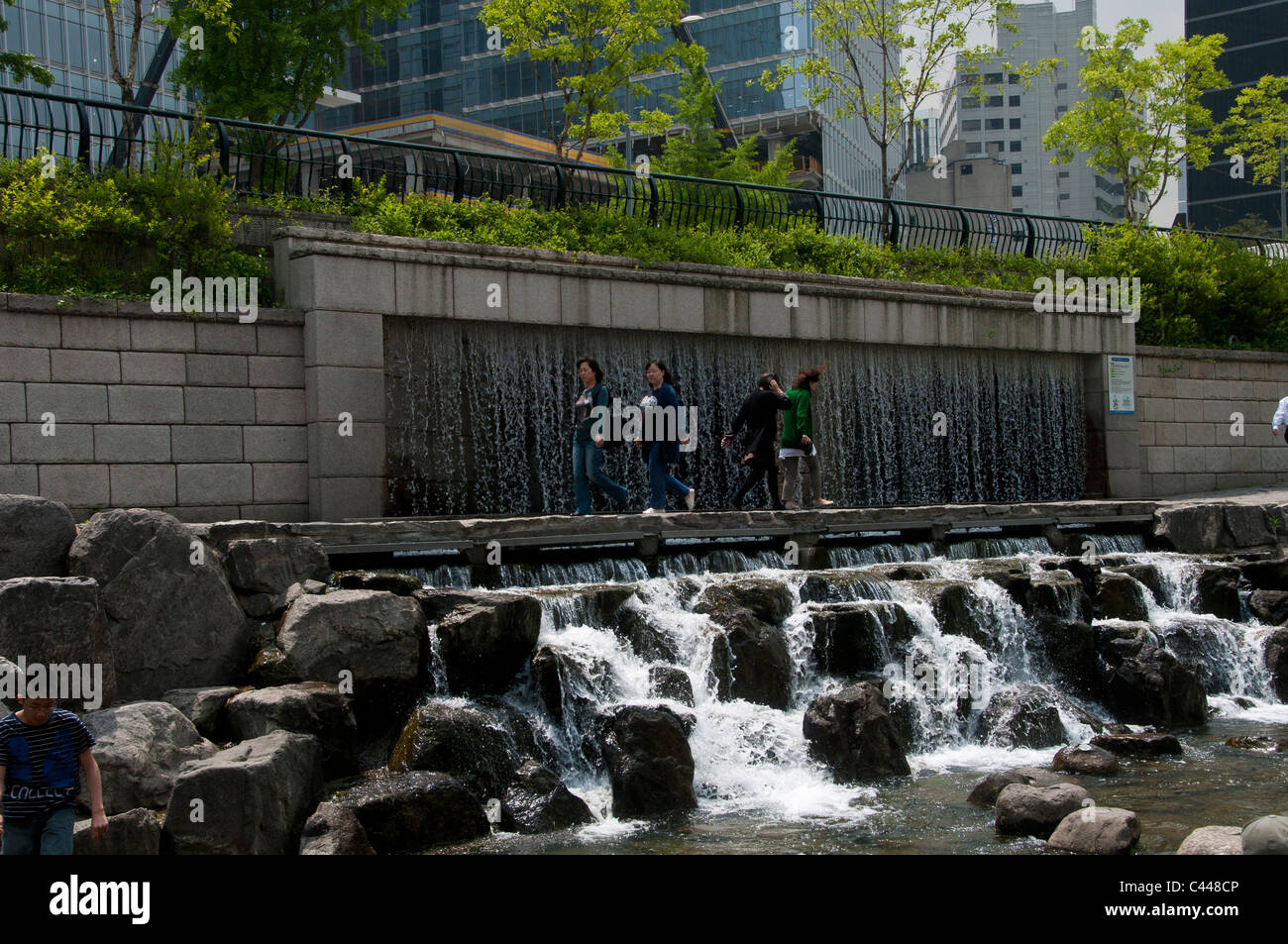 cheonggye stream, walkway, downtown Seoul, South Korea, city, stream ...