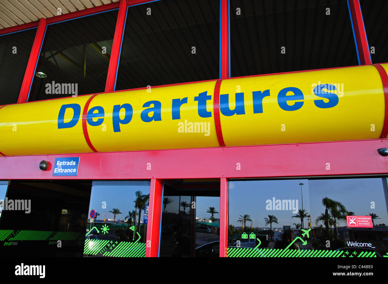 Departure Terminal entrance sign, Faro Airport, Faro, Faro District ...