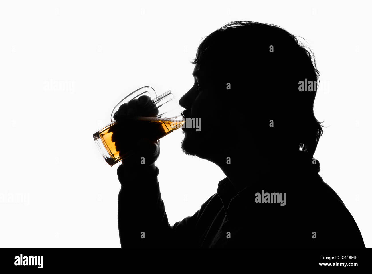 Silhouette man drinking beer hi-res stock photography and images - Alamy