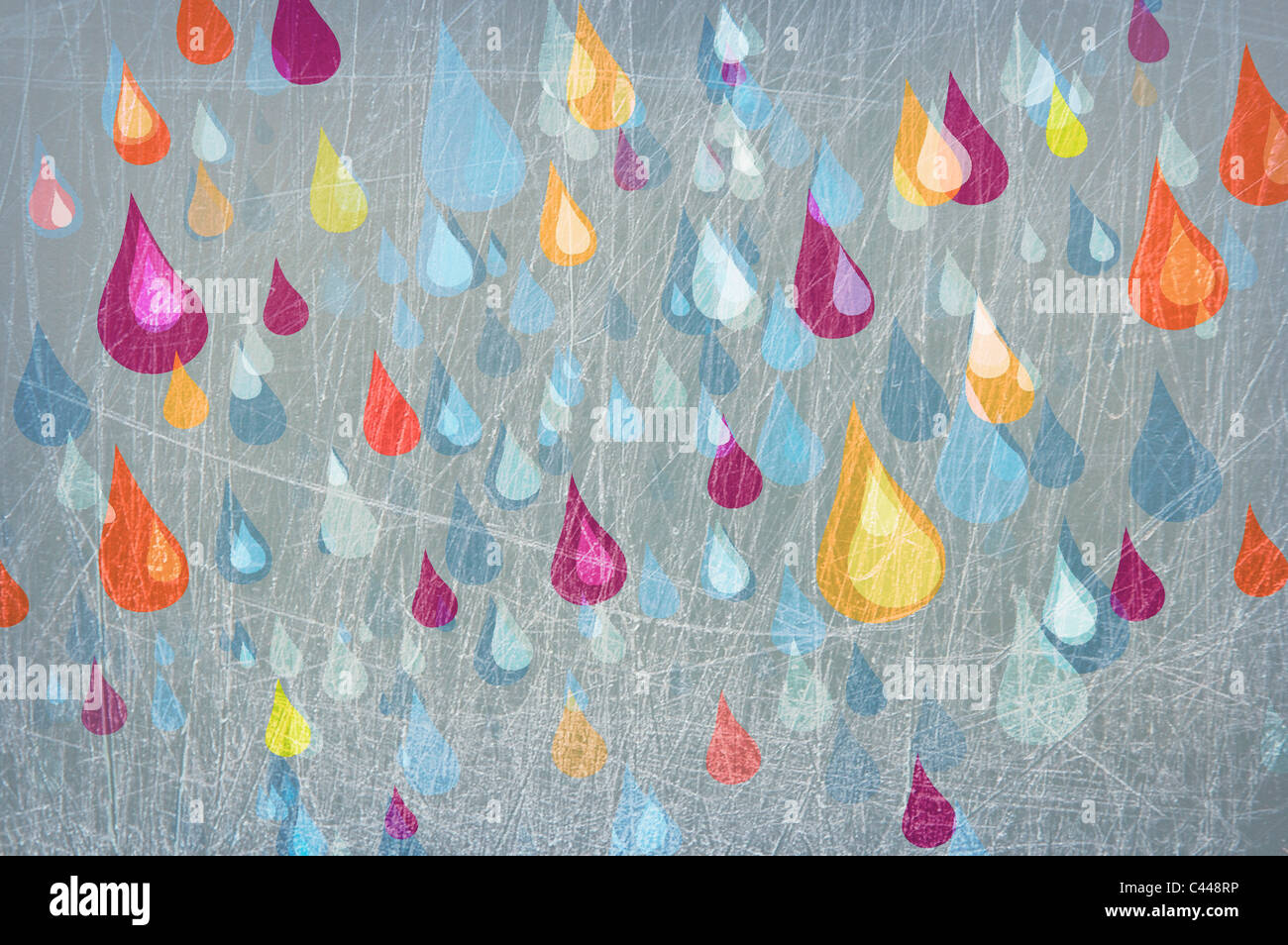 Colored rain drops falling Stock Photo - Alamy