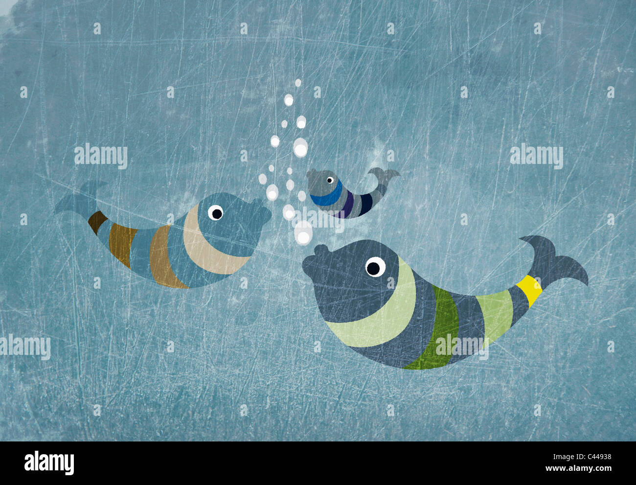 Three fish in water Stock Photo - Alamy