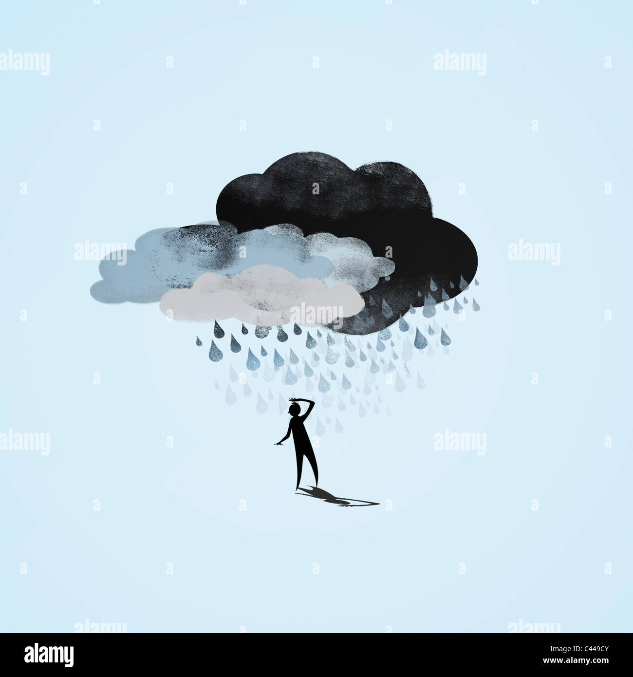 Storm clouds raining on a person Stock Photo - Alamy