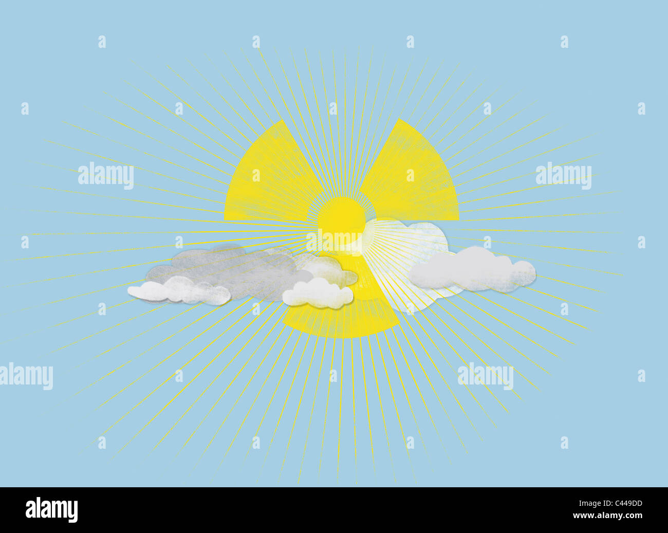 The sun, clouds and a radioactive symbol Stock Photo - Alamy