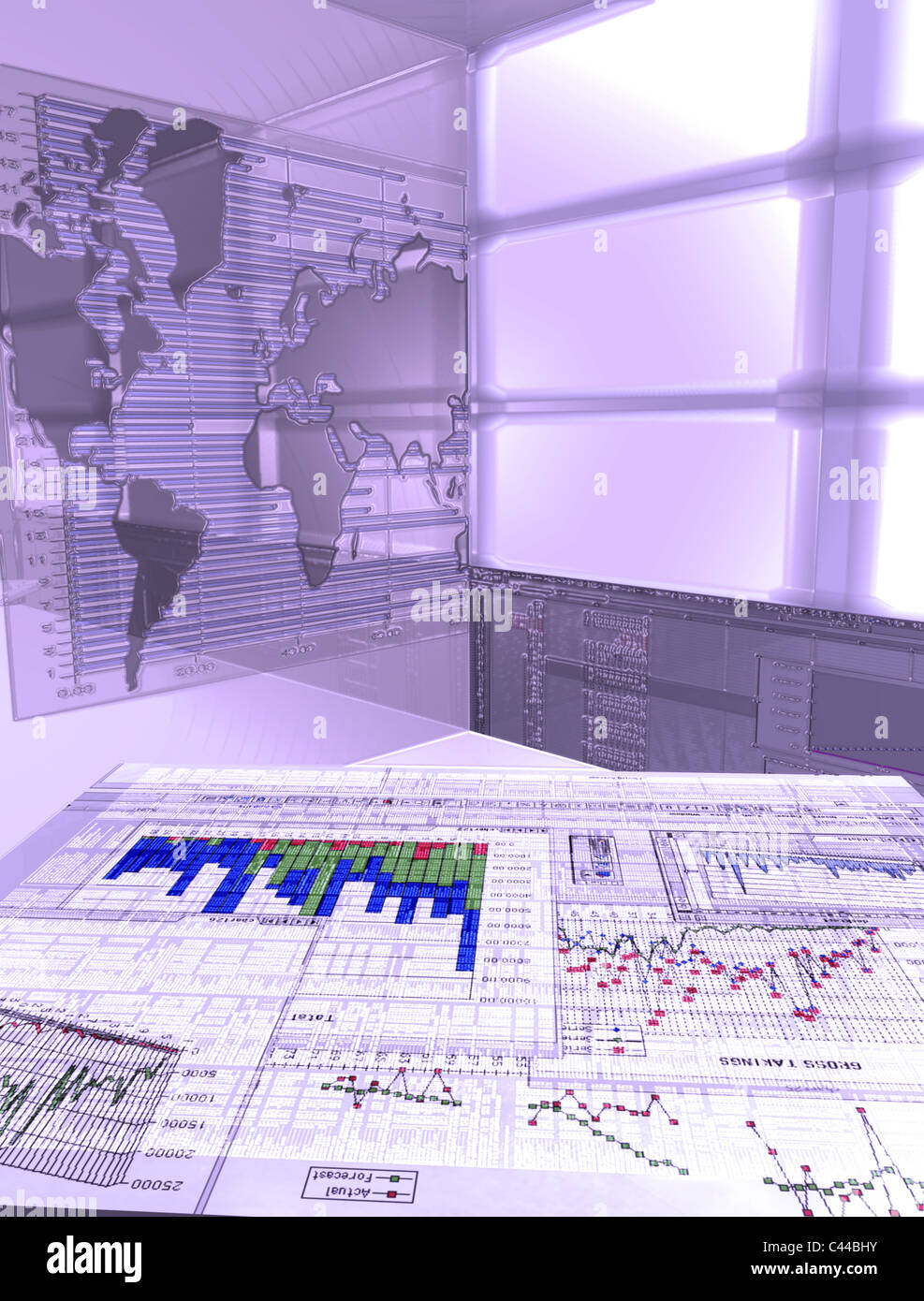 COMPUTER GENERATED VIRTUAL OFFICE DESK CGI Stock Photo - Alamy