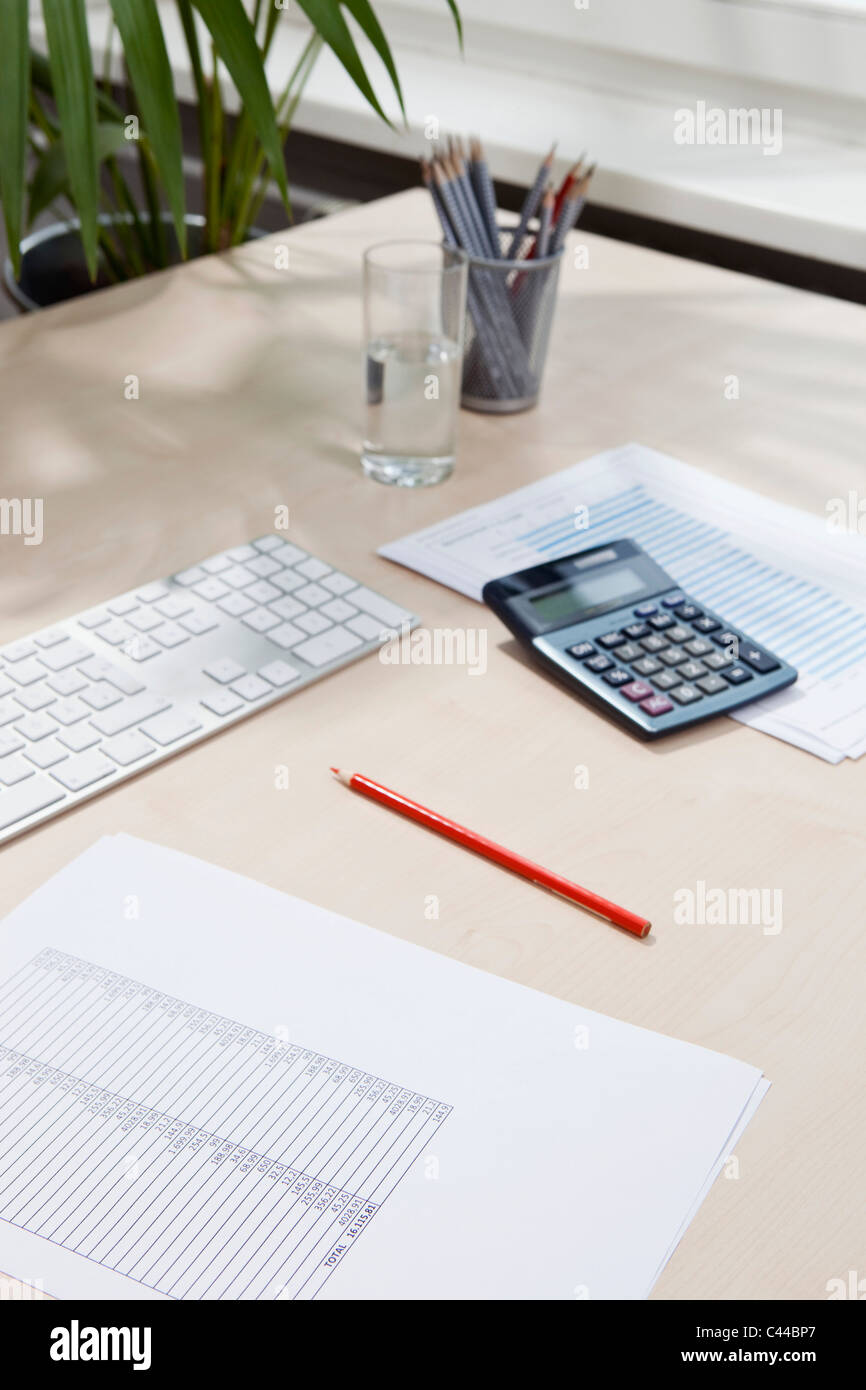 Desk of invoice equipment Stock Photo - Alamy