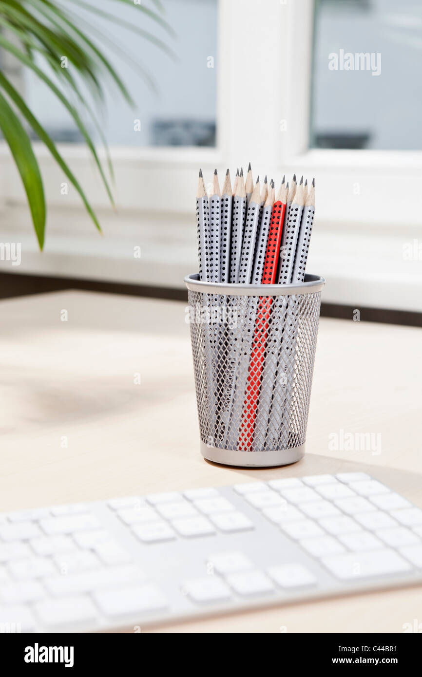 Pencils by keyboard Stock Photo - Alamy