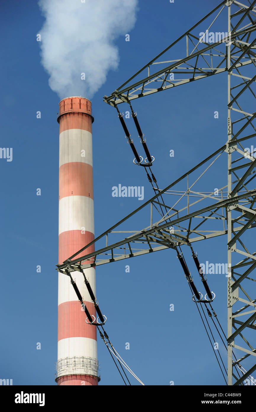 industrial chimney of energy power station Stock Photo - Alamy
