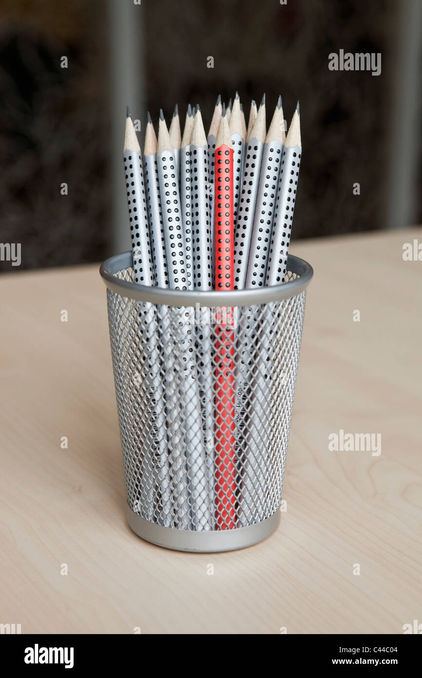 Little bin of pencils Stock Photo - Alamy