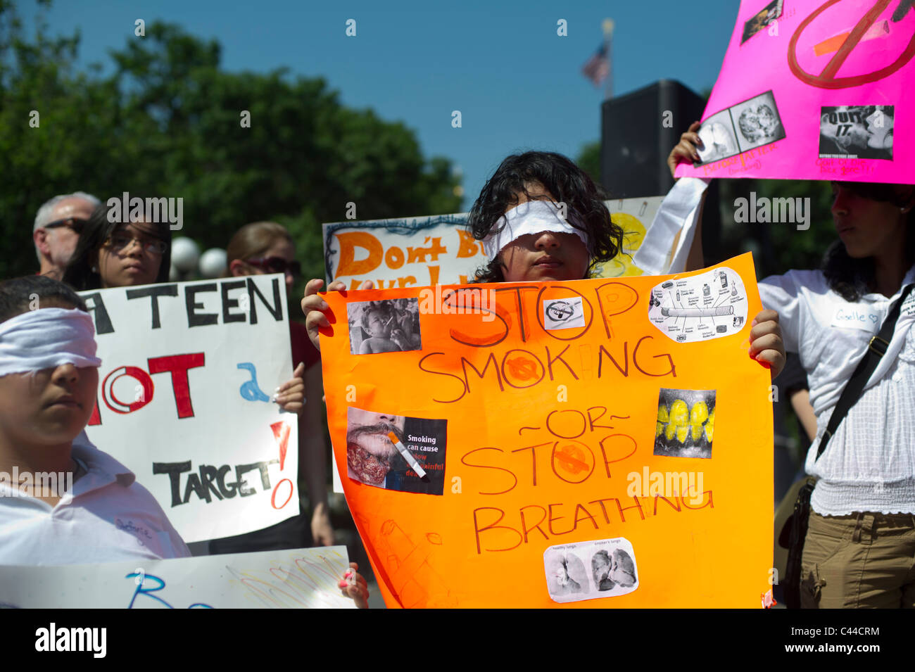 Protest against tobacco advertising targeted to youths, in Union Square ...