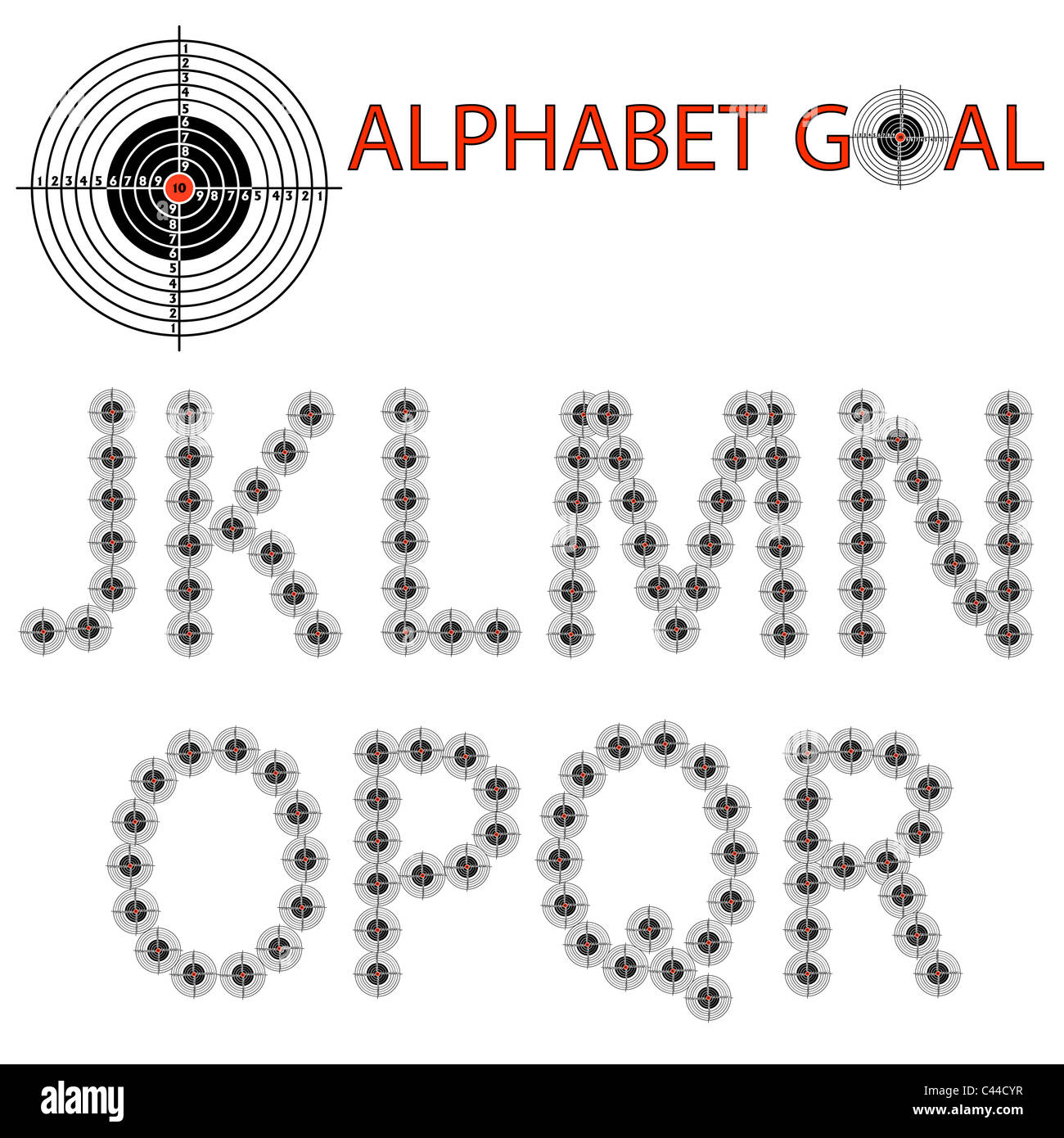 Vector alphabet of the target, hit the target Stock Photo - Alamy