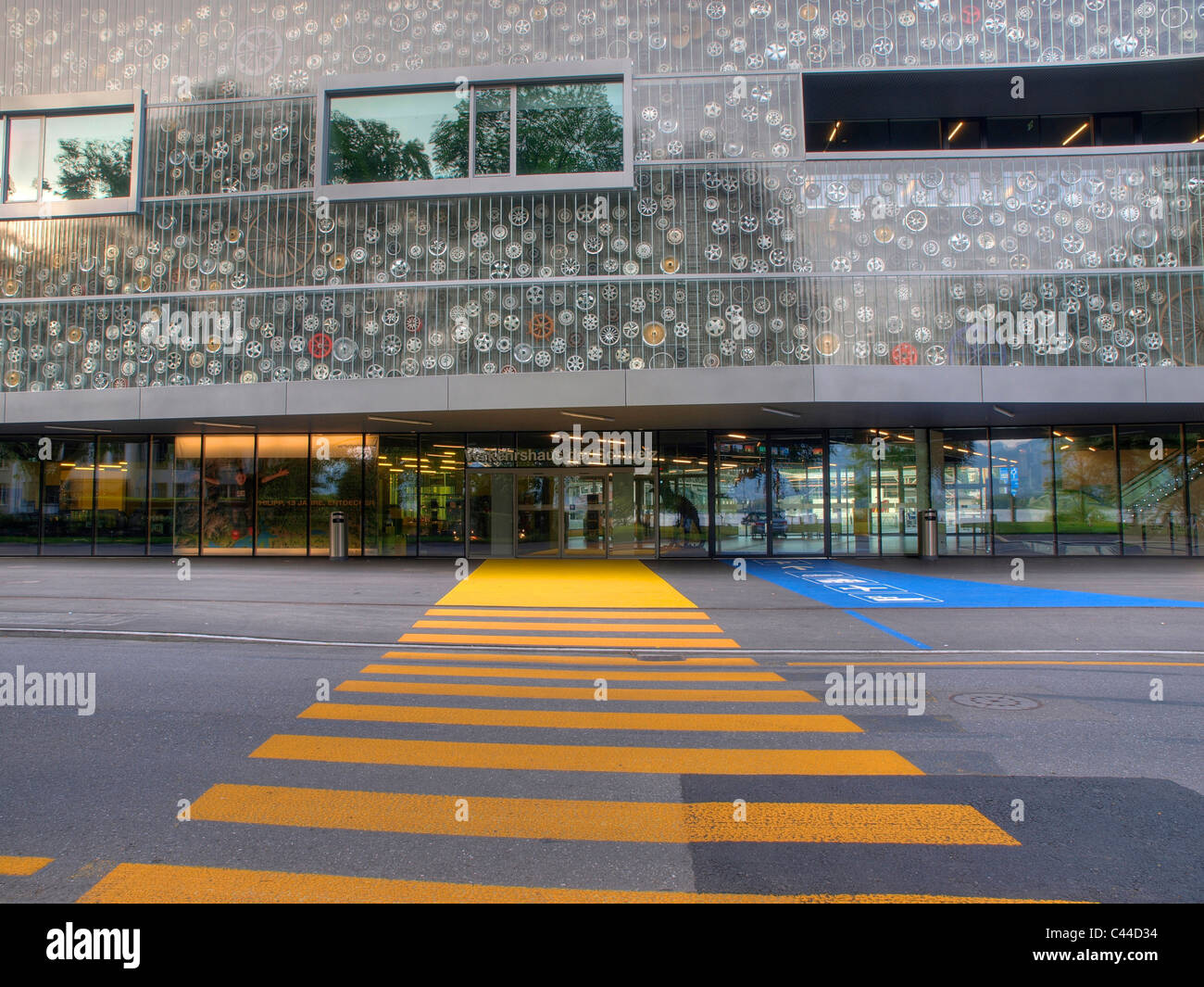 Pedestrian stripes, traffic house, Lucerne, Switzerland, museum, street ...