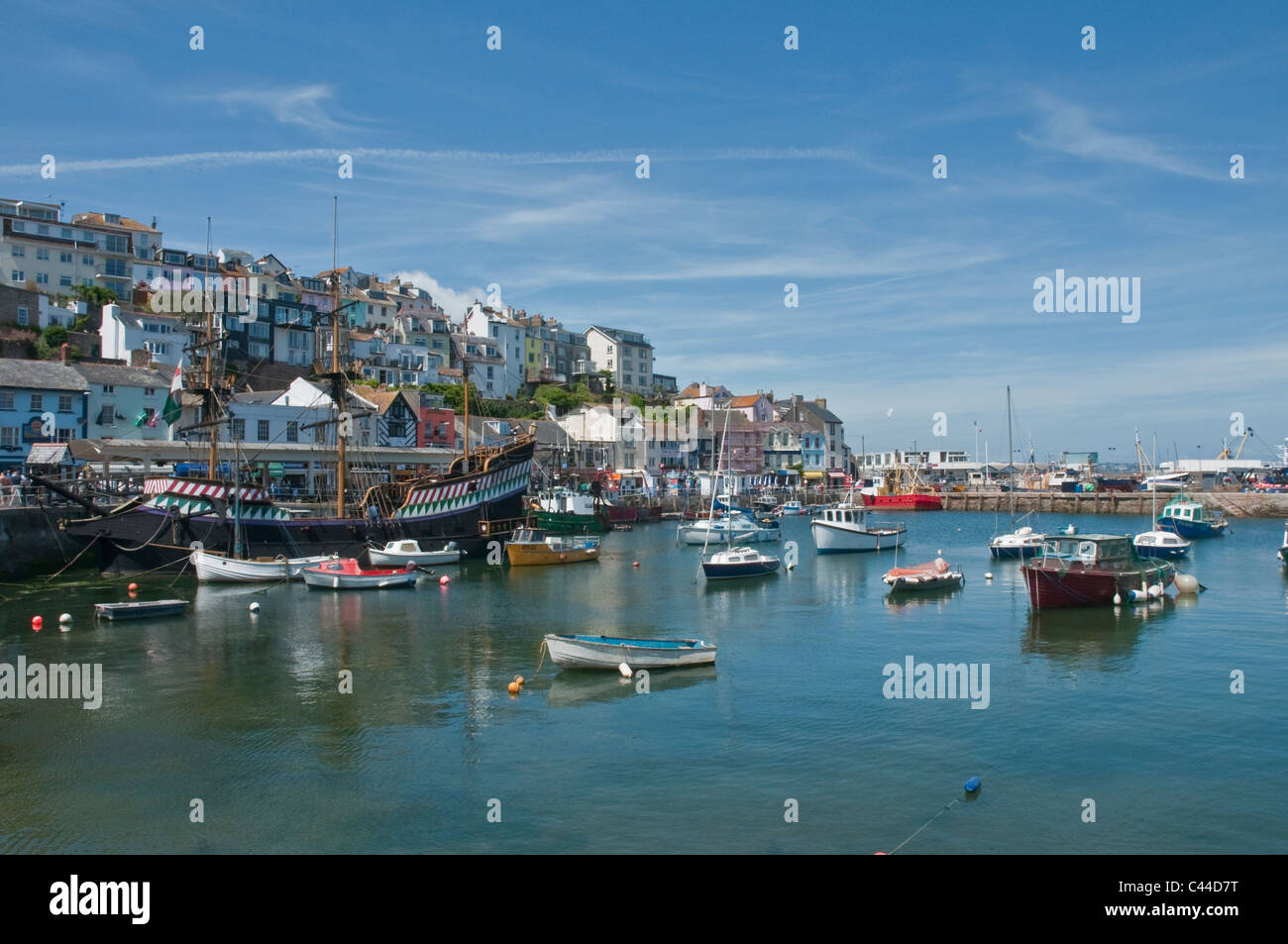Fishing boats & boats harbour Brixham Devon England Stock Photo - Alamy