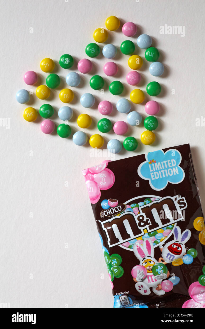 Limited edition choco M&M's with contents arranged in a heart shape set ...
