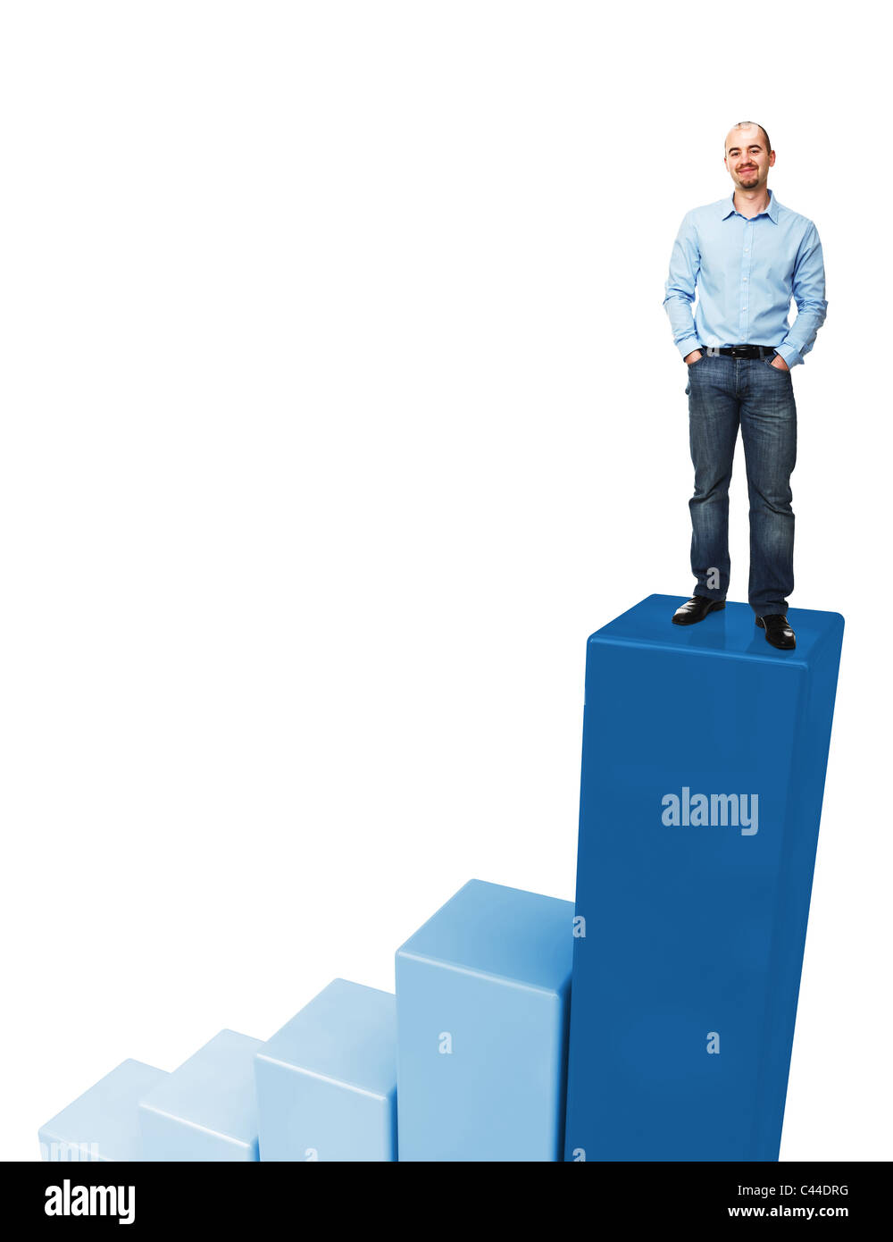 caucasian man standing on 3d graph Stock Photo - Alamy