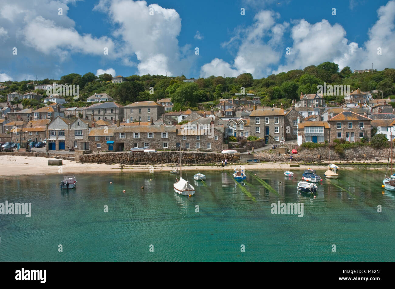 Fishing boats & boats Mousehole Harbour Cornwall England Stock Photo ...