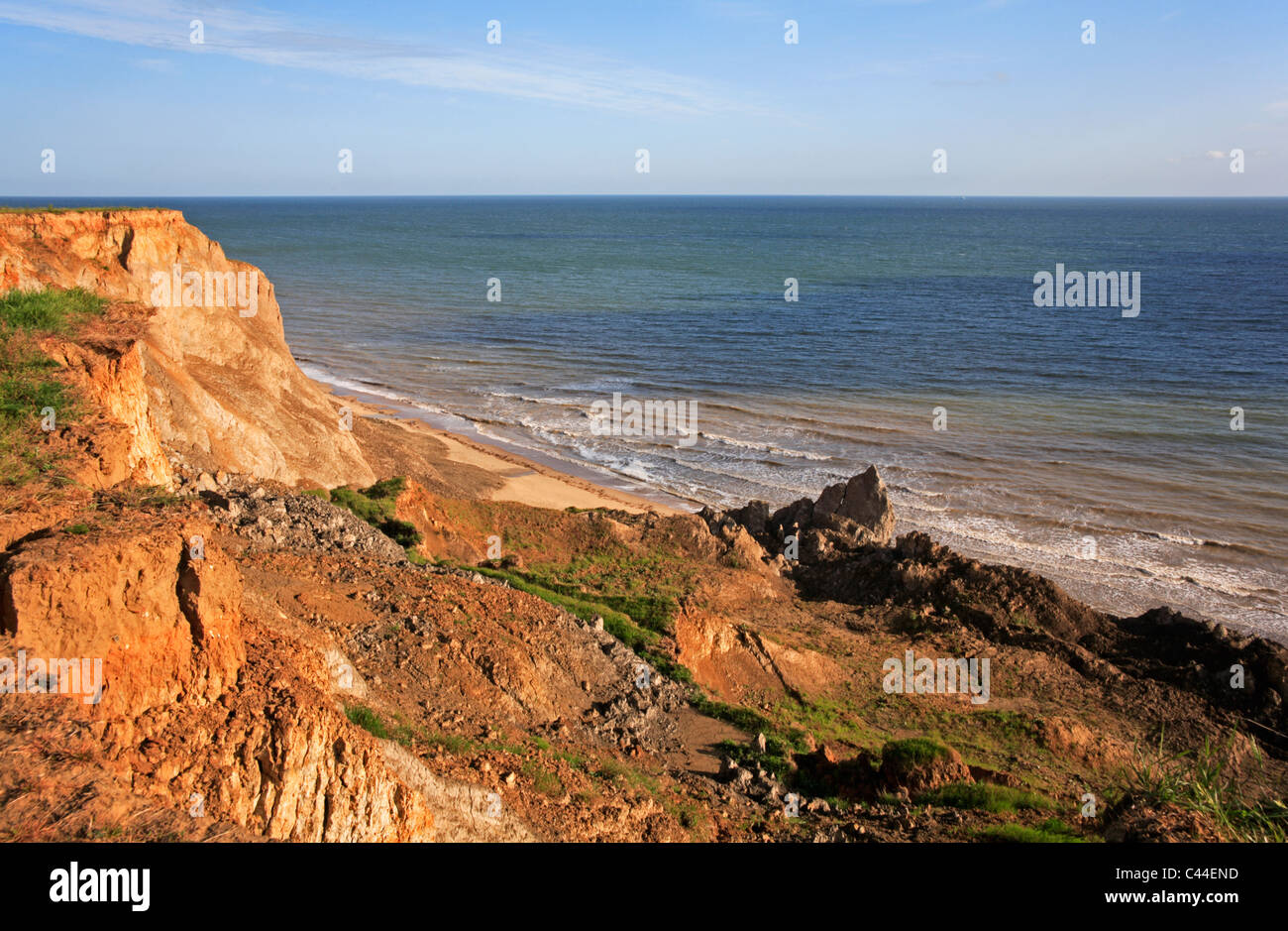 Eroding cliffs and landslip at Trimingham, Norfolk, England, United ...