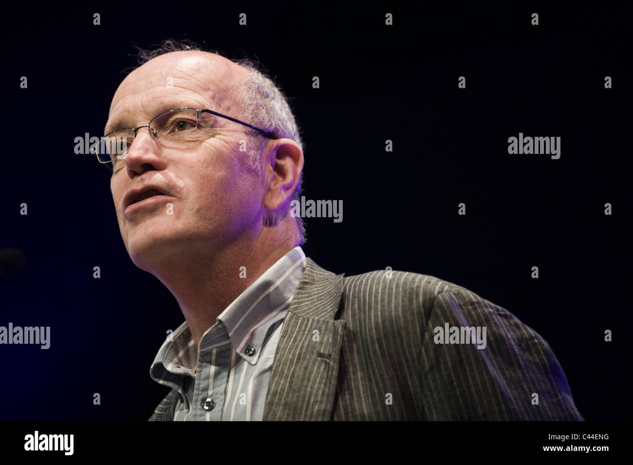 Iain Sinclair author and filmmaker giving Gwyn Jones Lecture at Hay ...