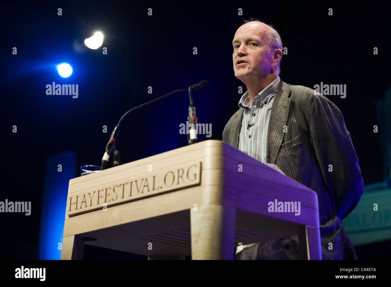 Iain Sinclair author and filmmaker giving Gwyn Jones Lecture at Hay ...