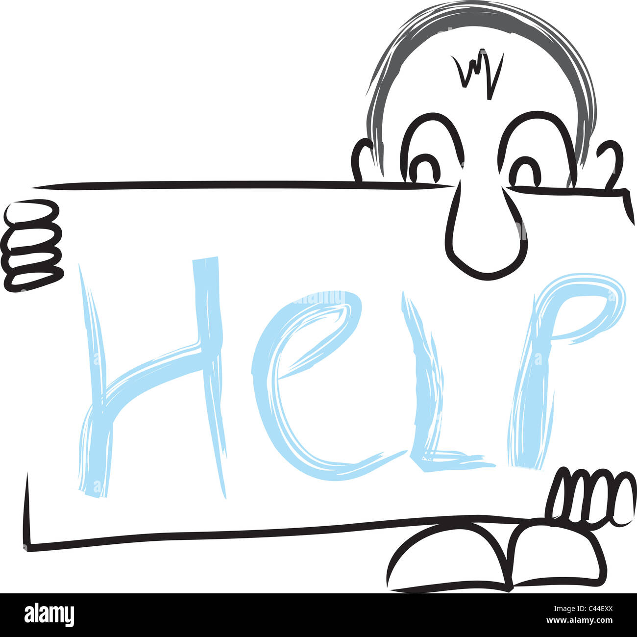 Isolated help sketch - fired man Stock Photo - Alamy