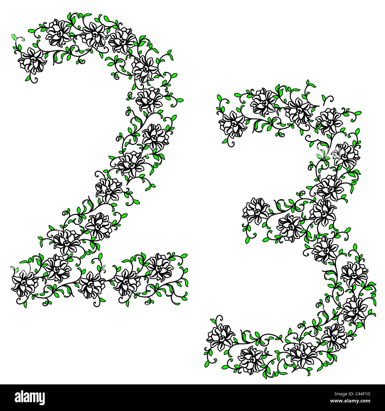 Hand drawing ornamental alphabet. Letter 23 Stock Photo - Alamy