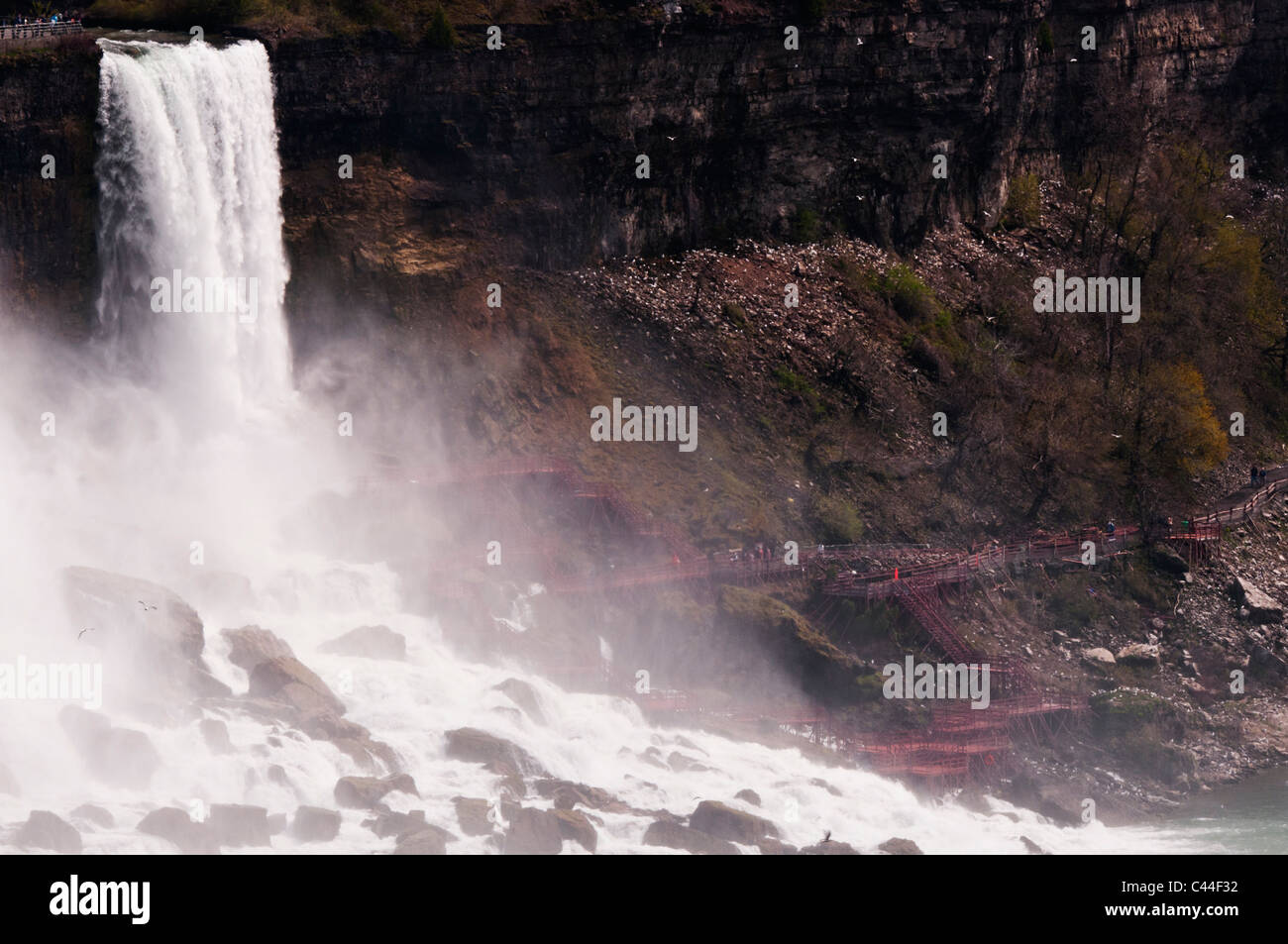 Catwalks lead to Bridal Veil Falls in Niagara Falls, NY USA Stock Photo ...