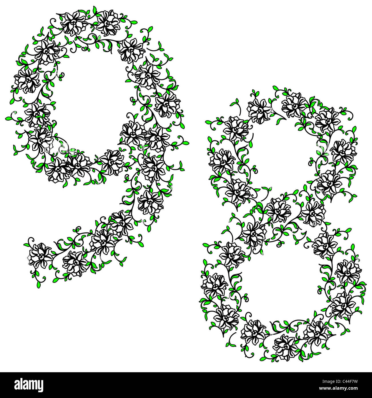 Hand drawing ornamental alphabet. Letter 89 Stock Photo - Alamy