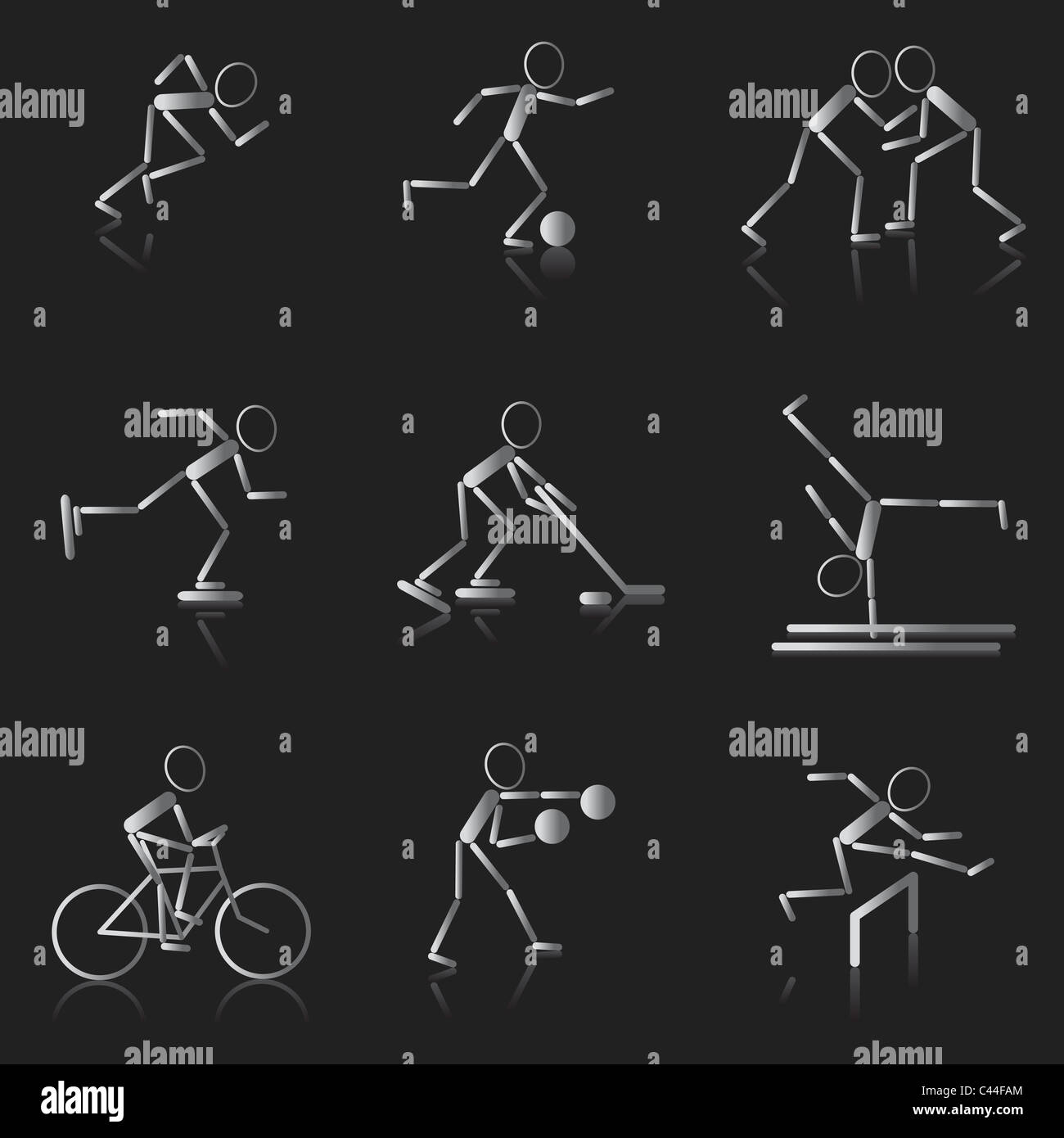 Set of black and white sport icons Stock Photo - Alamy