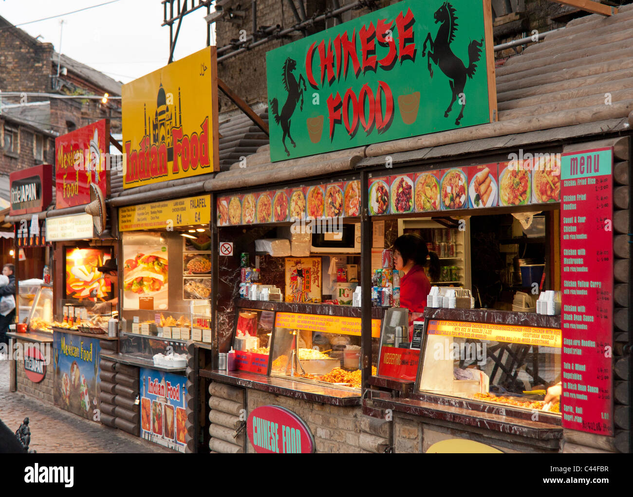 Camden Market take away food units Stock Photo - Alamy