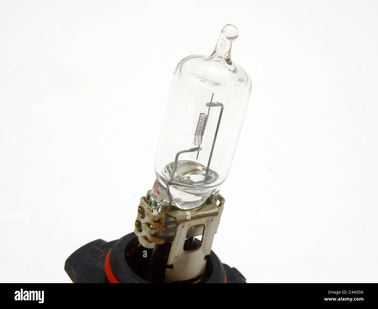 Automobile lamp of a headlight on a white background with a spiral ...