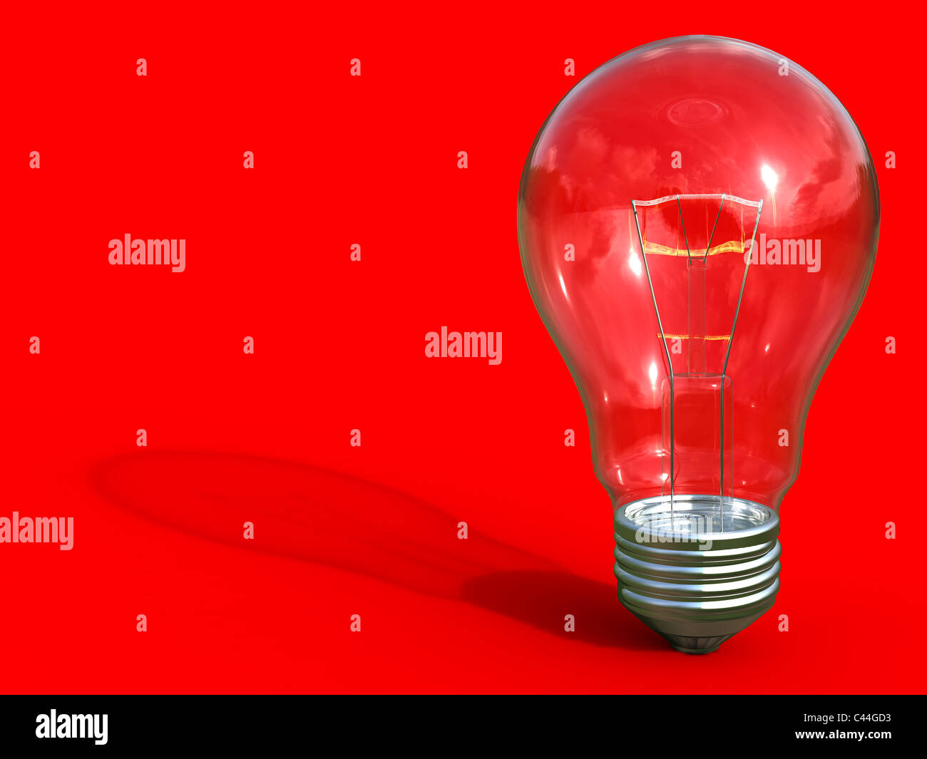 Classic light bulb on red background with shadow Stock Photo - Alamy