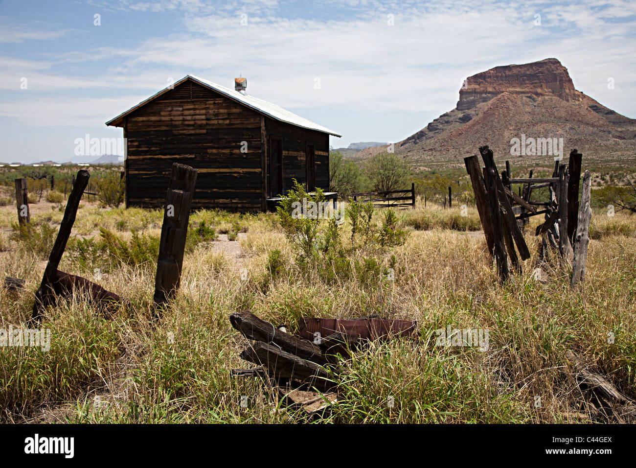 Remains of fence around buildings at Castolon Big Bend National Park ...