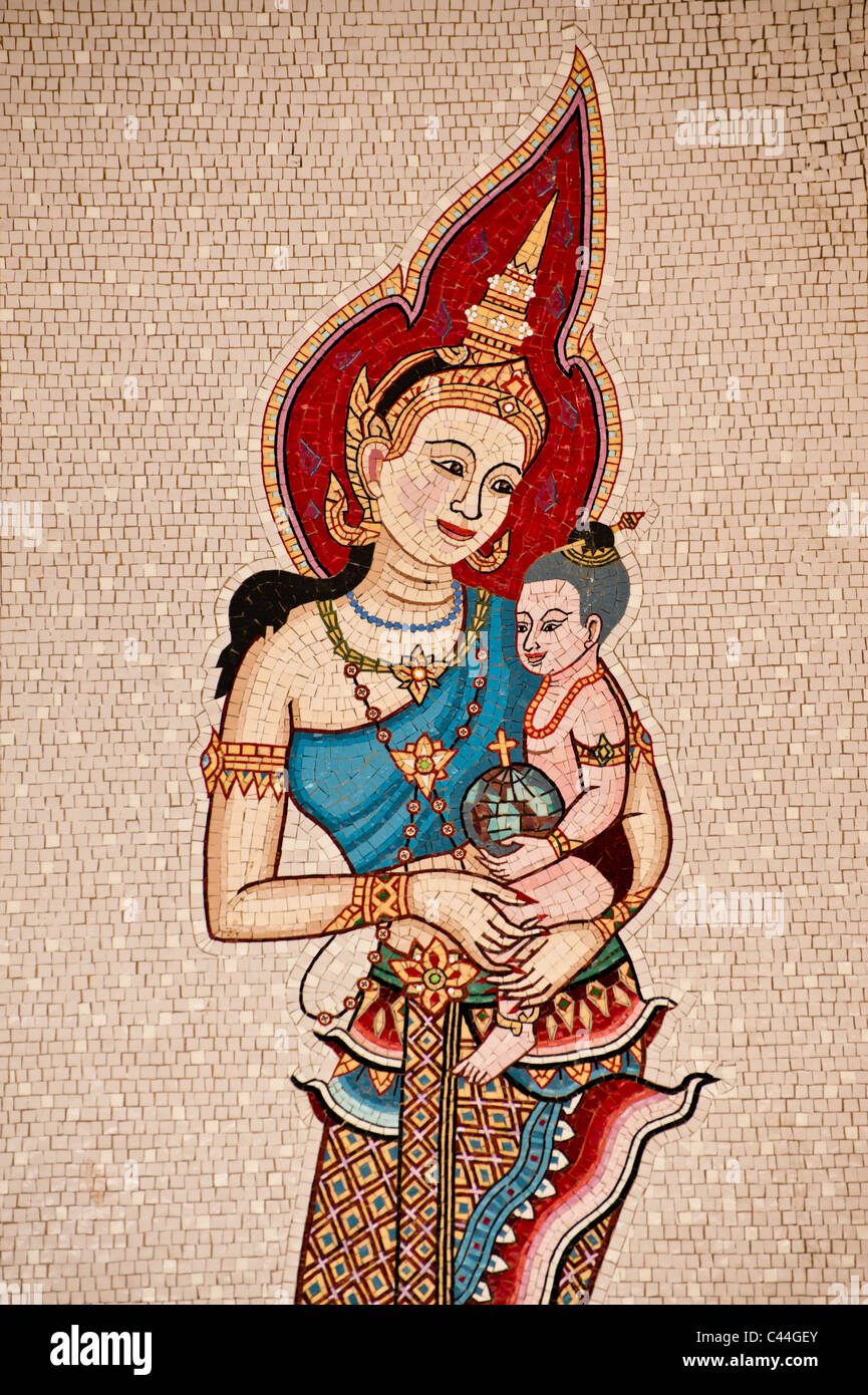 A mosaic artwork from Thailand at the Church of the Annunciation in ...