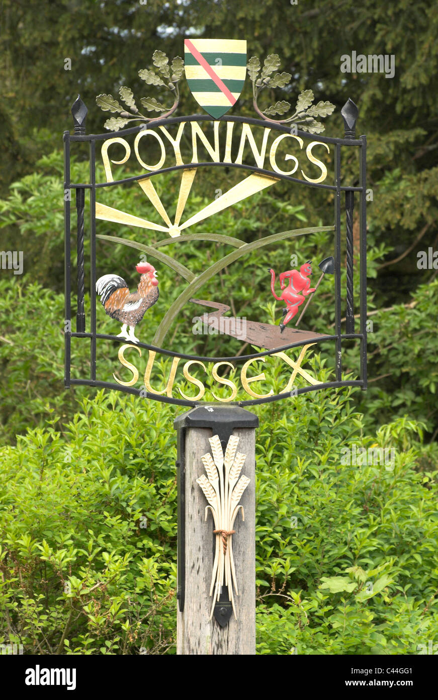 Poynings village sign - West Sussex Stock Photo - Alamy