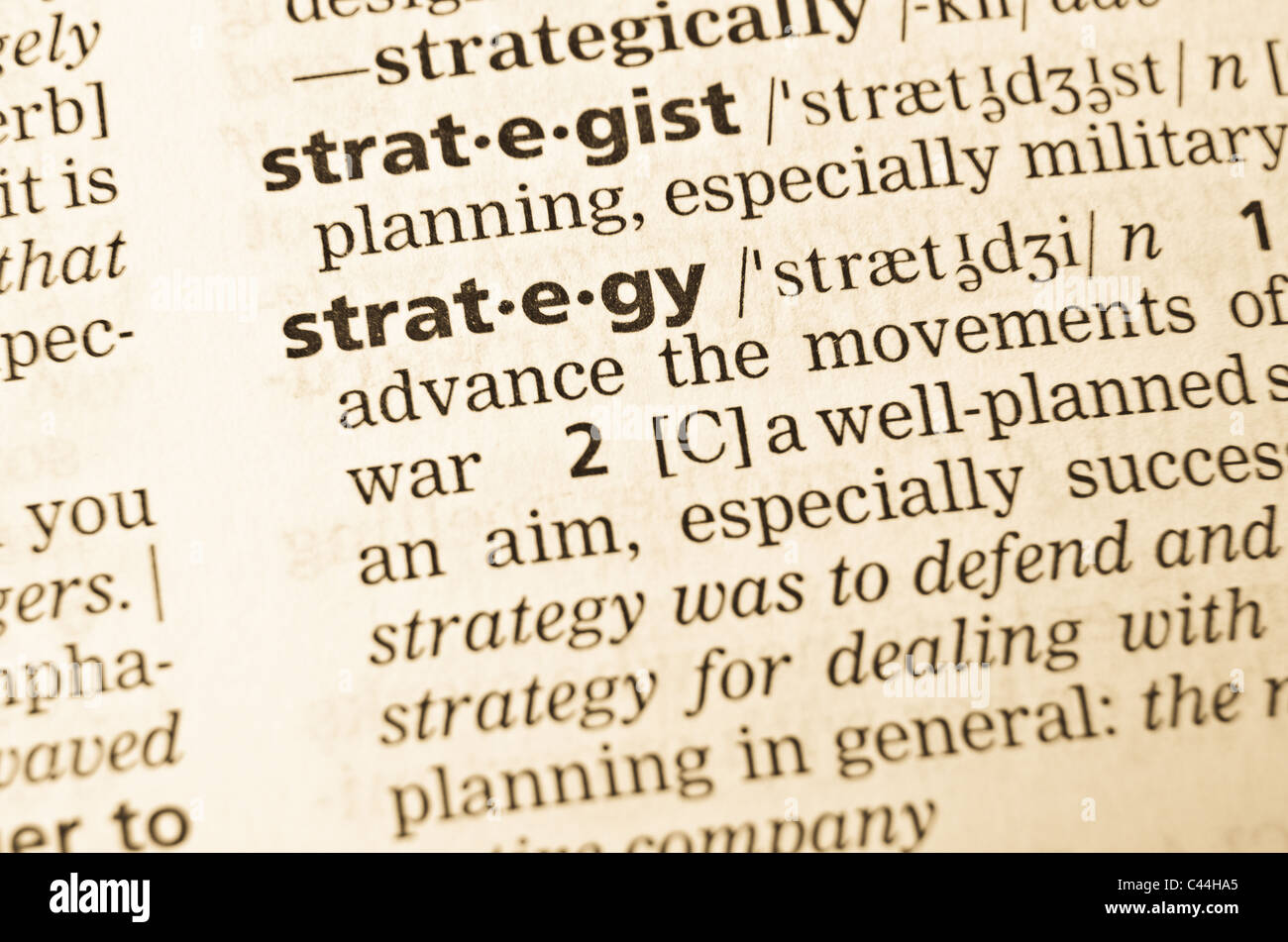 The word strategy in the old dictionary. Selective focus effect Stock ...