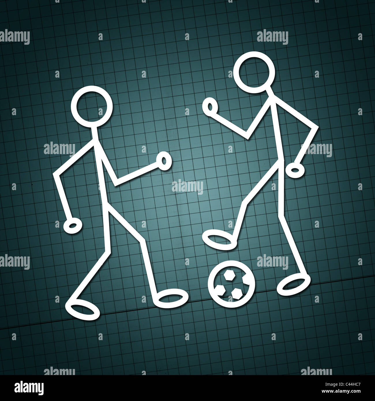 An illustration of humanoid figures playing a soccer Stock Photo - Alamy
