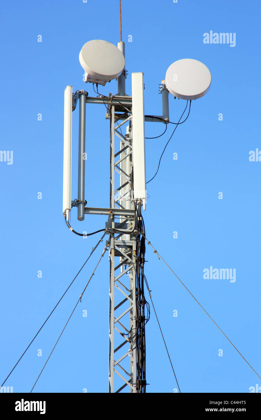 Aerial mobile communication against the blue sky Stock Photo - Alamy
