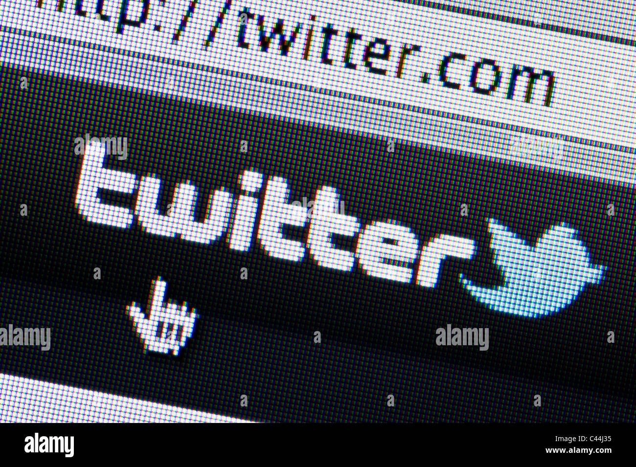 Close up of the Twitter logo as seen on its website. (Editorial use ...