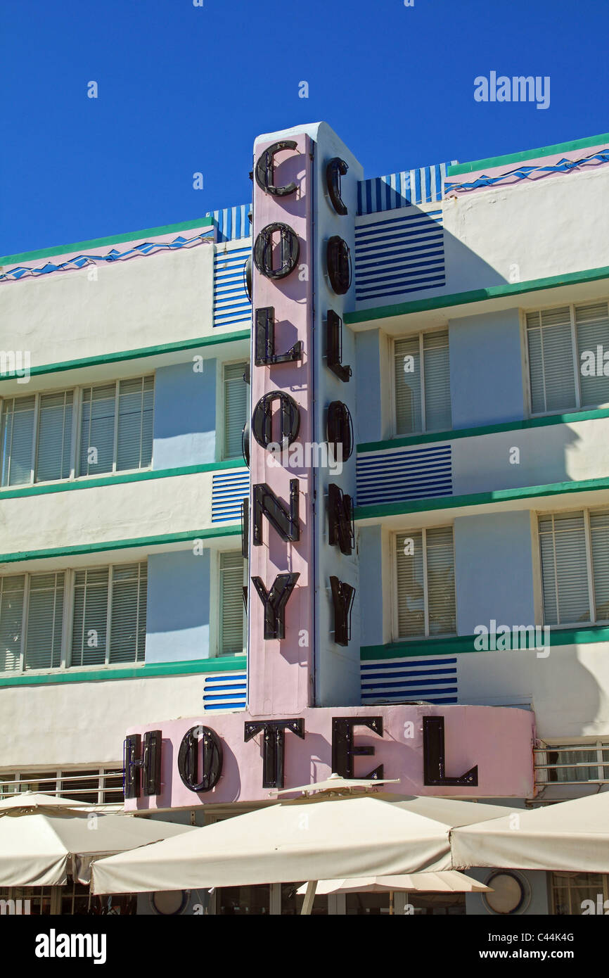 Colony Hotel, Ocean Drive, South Miami Beach, Florida, USA Stock Photo ...