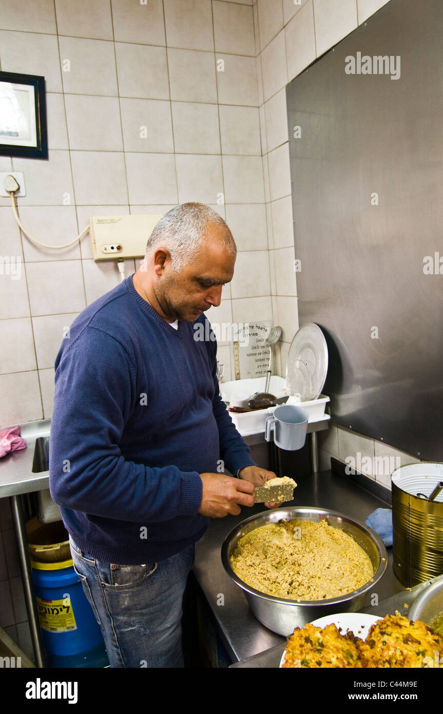 Preparing Falafels in a famous Falafel restaurant in north Tel Aviv ...