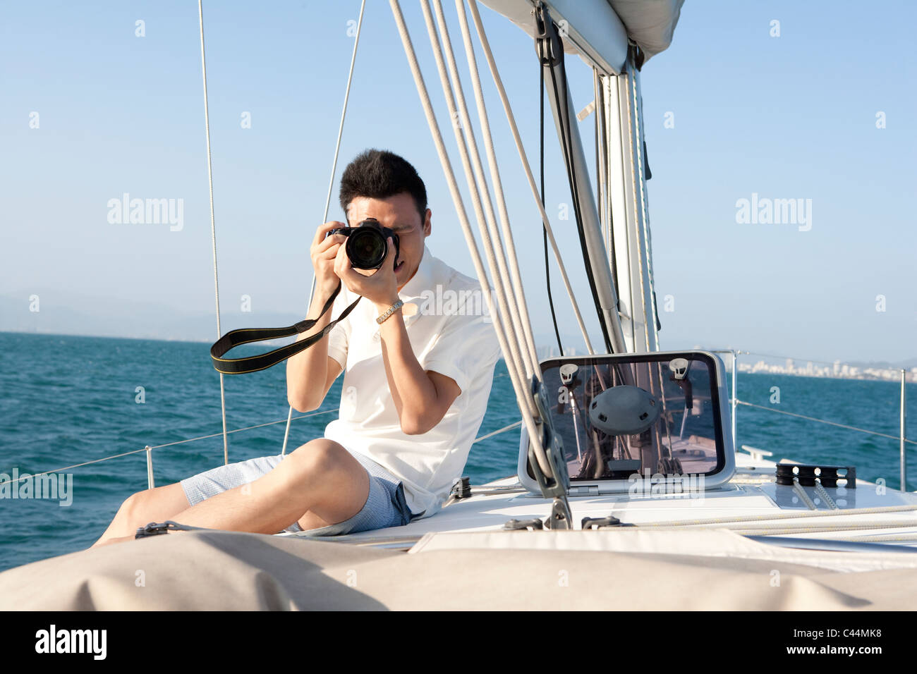 Relaxing on the Boat Deck Stock Photo - Alamy